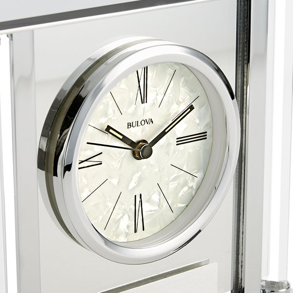 Engraved Bulova Pearlized Column Recognition Clock