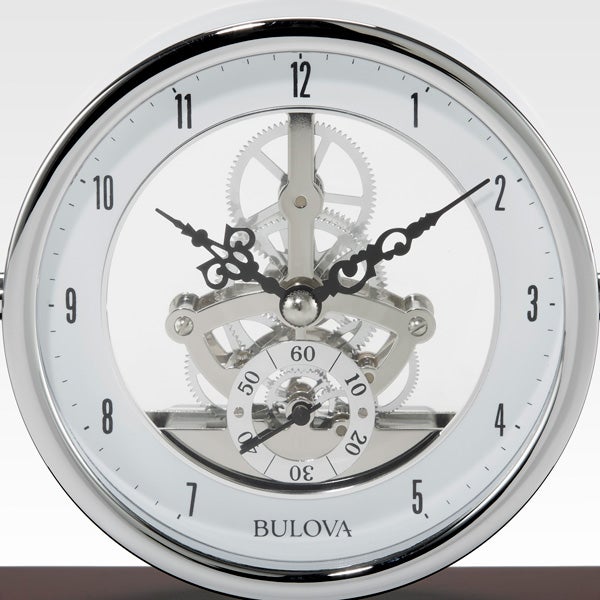 Engraved Bulova Largo Skeleton Milestone Clock