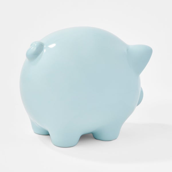 Engraved Ceramic Piggy Bank in Blue