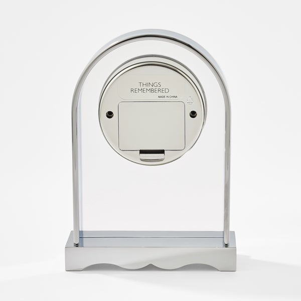 Engraved Glass Silver Heart Wedding Clock