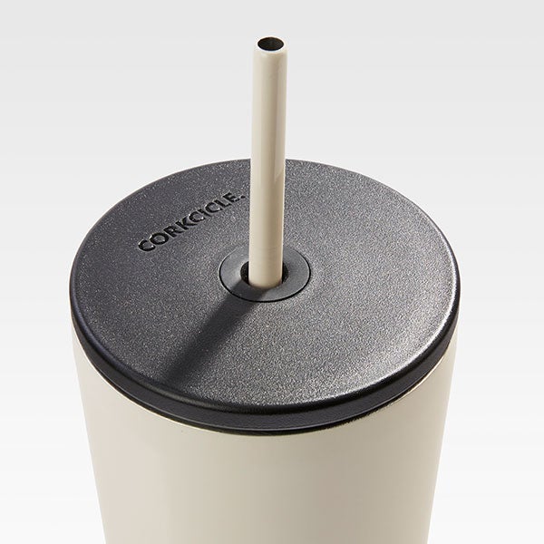 Engraved Corkcicle Monogram 24oz Cold Cup with Straw in Latte Cream