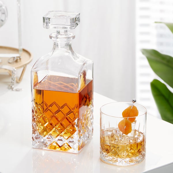 Engraved Monogram Pineapple III Cut Crystal DOF Glass