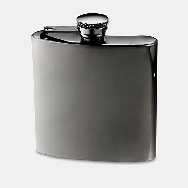 Engraved Monogram Gunmetal Flask