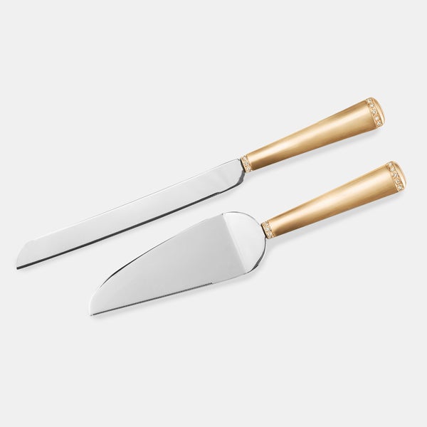 Kittenish Engraved Gold Princess Wedding Cake Server Set Kittenish Engraved Gold Princess Wedding Cake Server Set