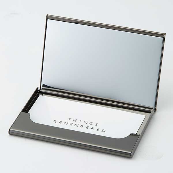 Engraved Black Matte & Gunmetal Business Card Case