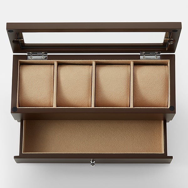 Engraved Espresso Wooden Watch Storage Box