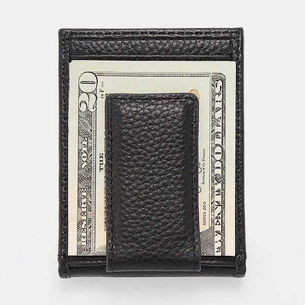 Engraved Leather Magnet Wallet & Money Clip