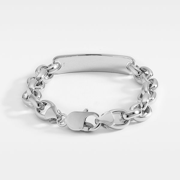 Engraved Sterling Silver Two Tone ID Bracelet