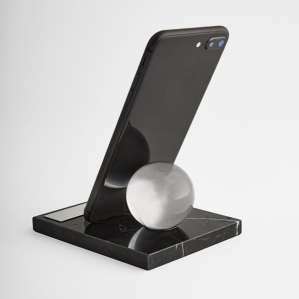 Engraved Black Marble Phone Stand