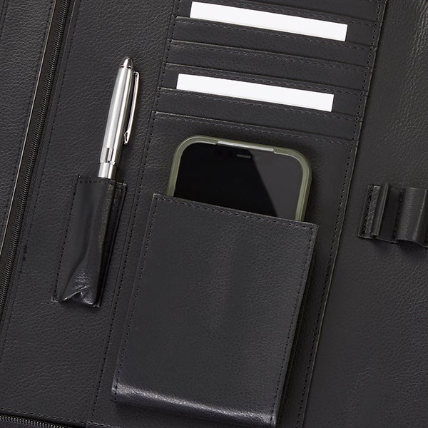Engraved Leather Zipper Padfolio for Professionals