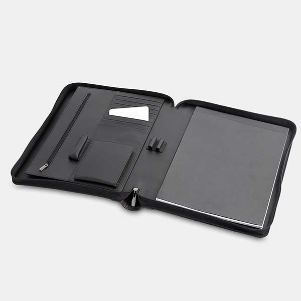 Engraved Leather Zipper Padfolio for Professionals