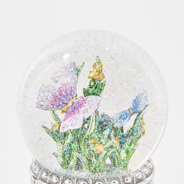 Jeweled Butterfly Engraved Snow Globe