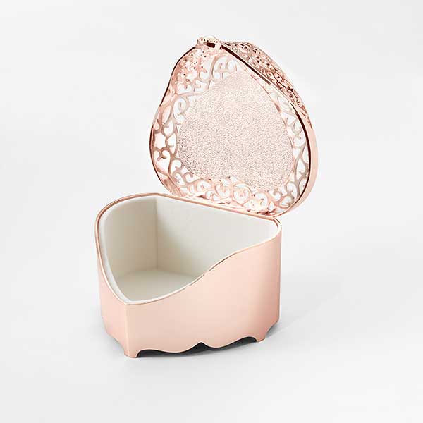 Engraved Rose Gold Scroll Heart Keepsake Box
