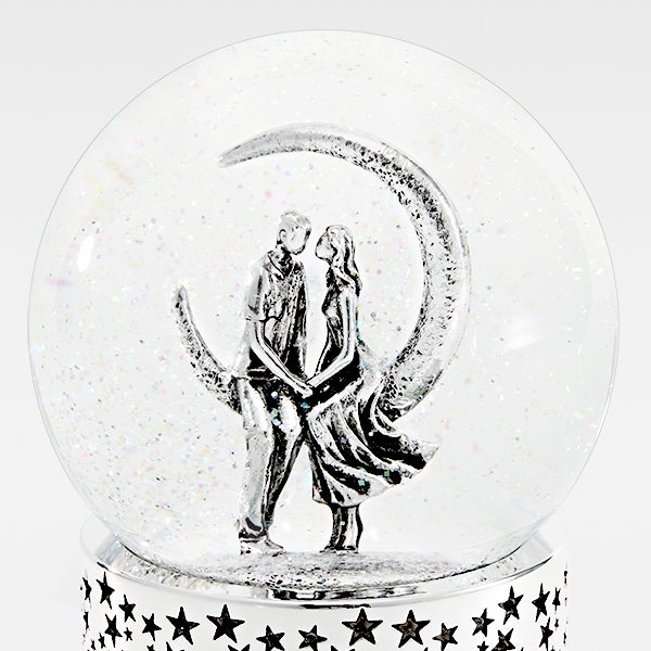 Engraved Moonlight Couple Musical Snow Globe