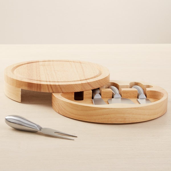 Personalized Round Cheese Board & Tool Set - Seasonally Script