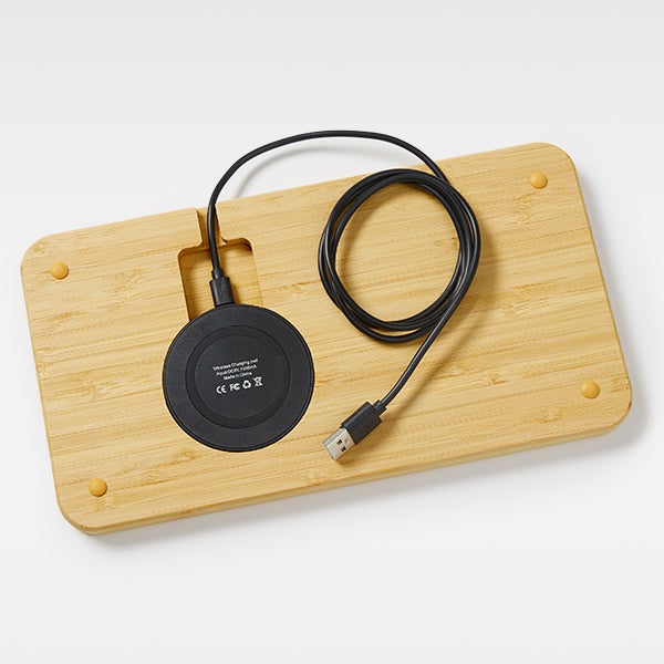 Engraved Bamboo Charging Valet Tray