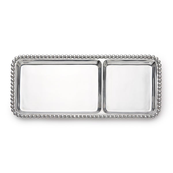 Engraved Mariposa Pearled Cheese & Cracker Server with Dark Wood Insert