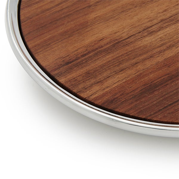 Engraved Mariposa Signature Round Cheese Board with Dark Wood Insert
