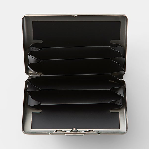 Engraved Gunmetal Accordion Card Case & Wallet