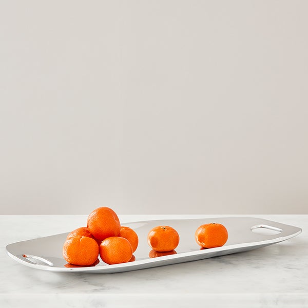 Engraved Nambé Silver Large Handled Tray
