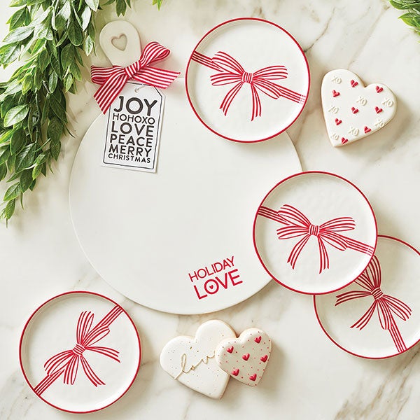 Red Bow Appetizer Plate Set of 4