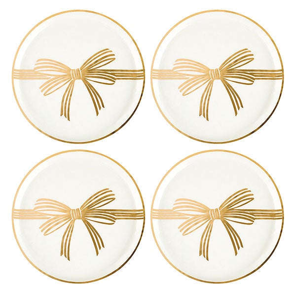 Gold Bow Appetizer Plate Set of 4