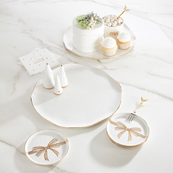 Gold Bow Appetizer Plate Set of 4