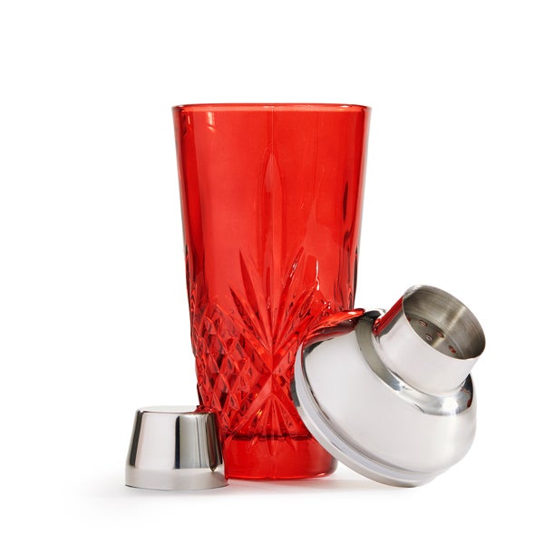 Etched Godinger Crystal Cocktail Shaker in Red