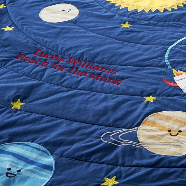 Embroidered Outer Space Quilted Play Mat