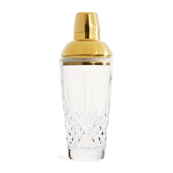 Etched Crystal Cocktail Shaker with Gold Top
