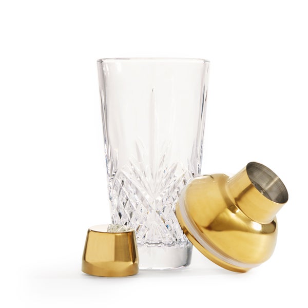 Etched Crystal Cocktail Shaker with Gold Top