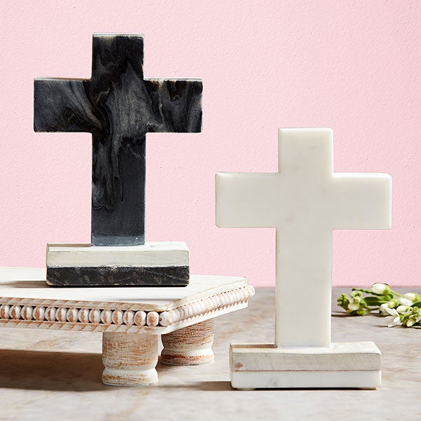 Gray Marble and Wood Cross